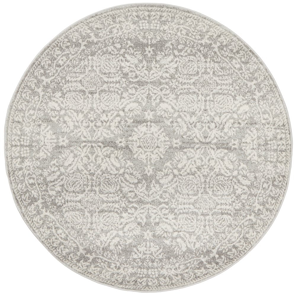 Gwyneth Transitional Silver Round Rug | Simple Style Co