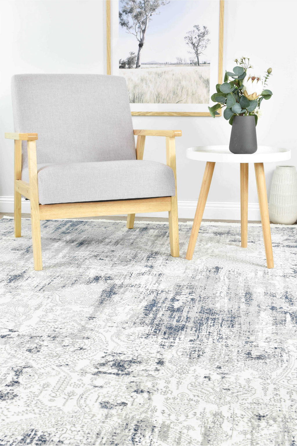 Phoenix Belle White & Blue Rug | Simple Style Co