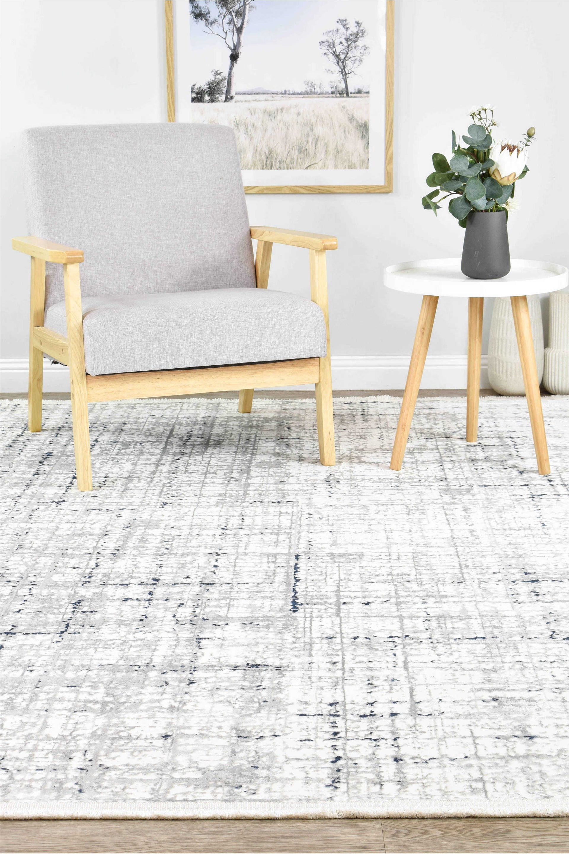 Phoenix White & Blue Modern Rug | Simple Style Co