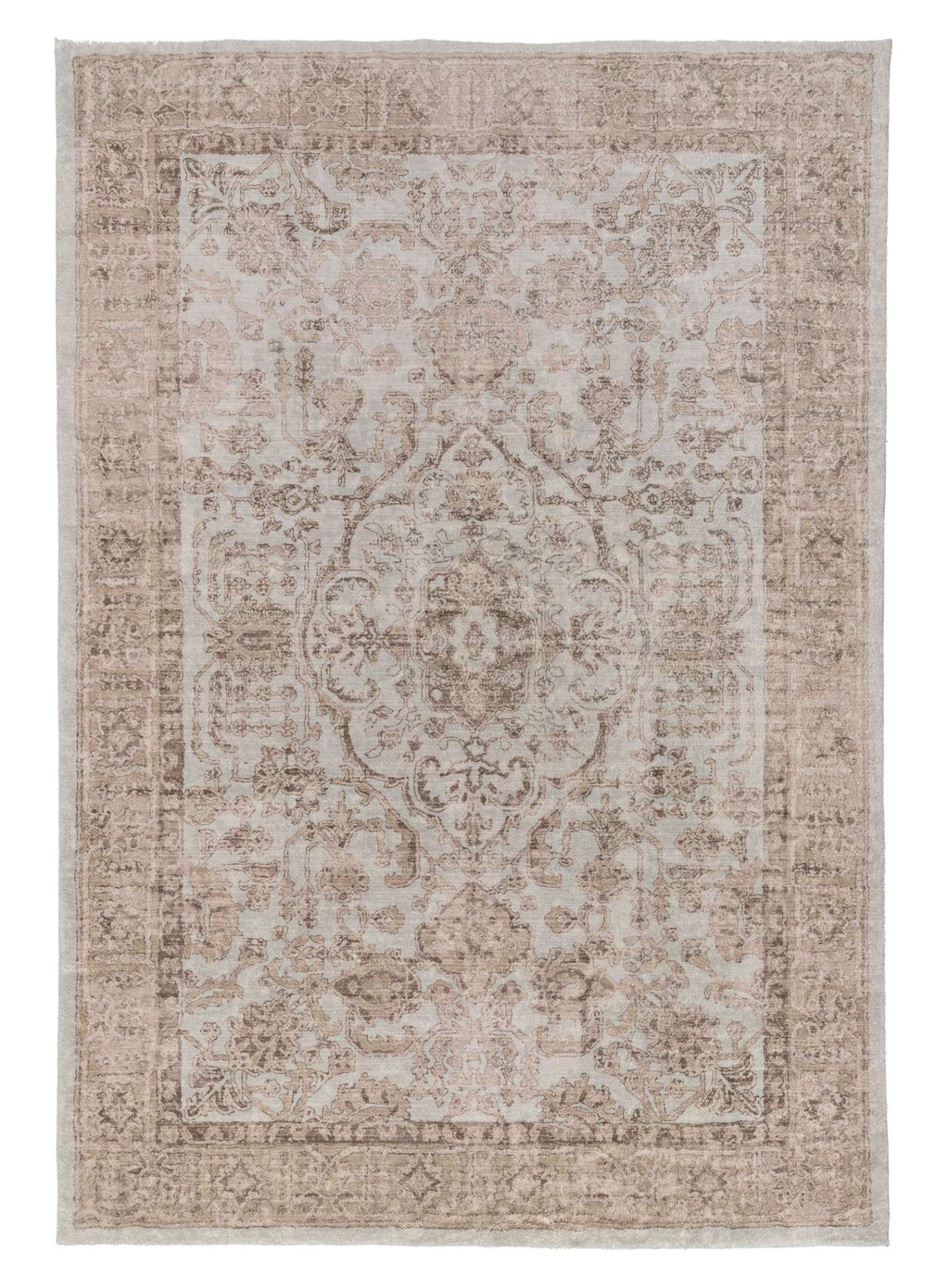 Loospie Hani Grey and Beige Medallion Washable Rug | Simple Style Co