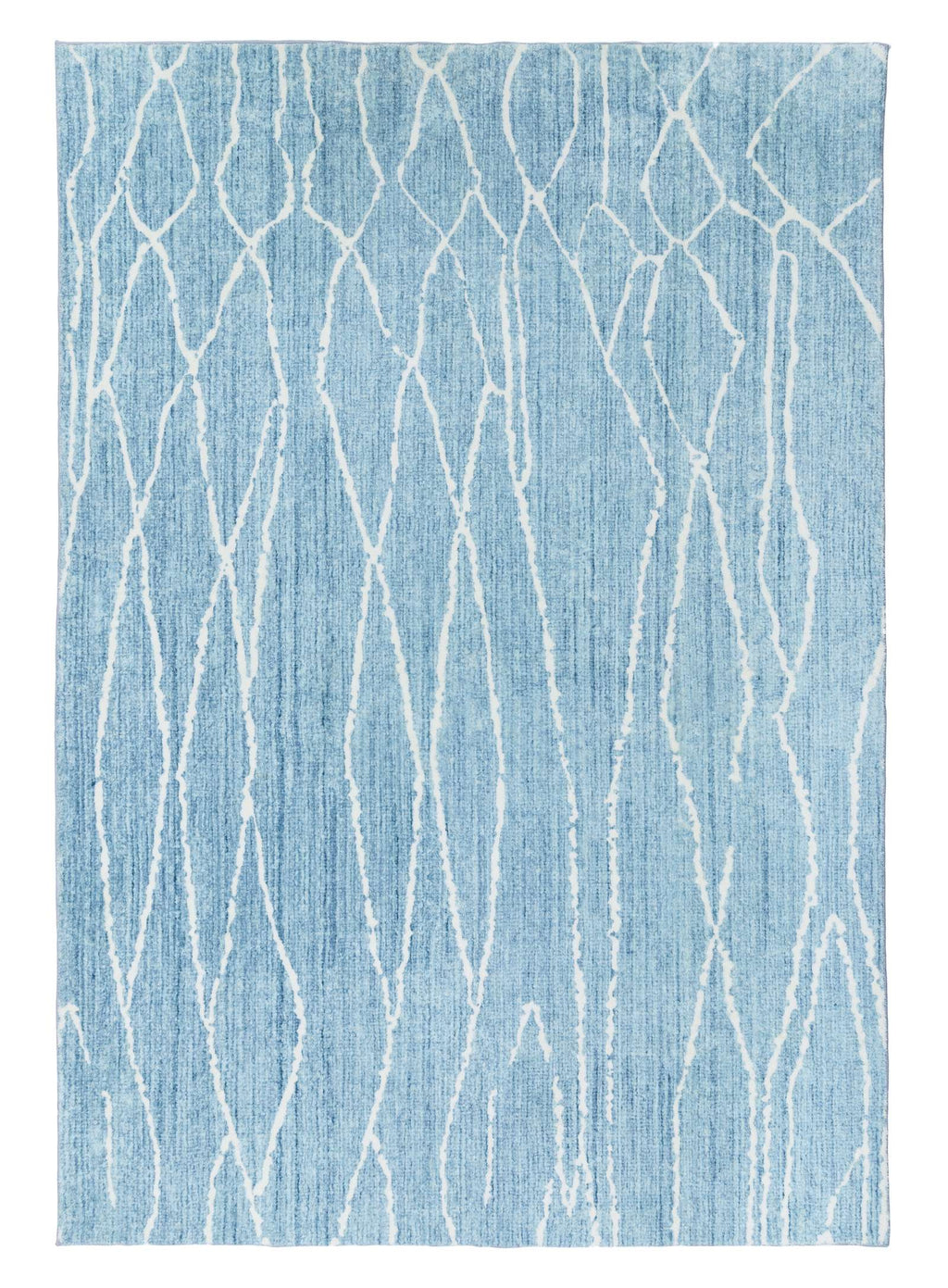 Loopsie Jevonn Blue and Ivory Lined Washable Rug | Simple Style Co