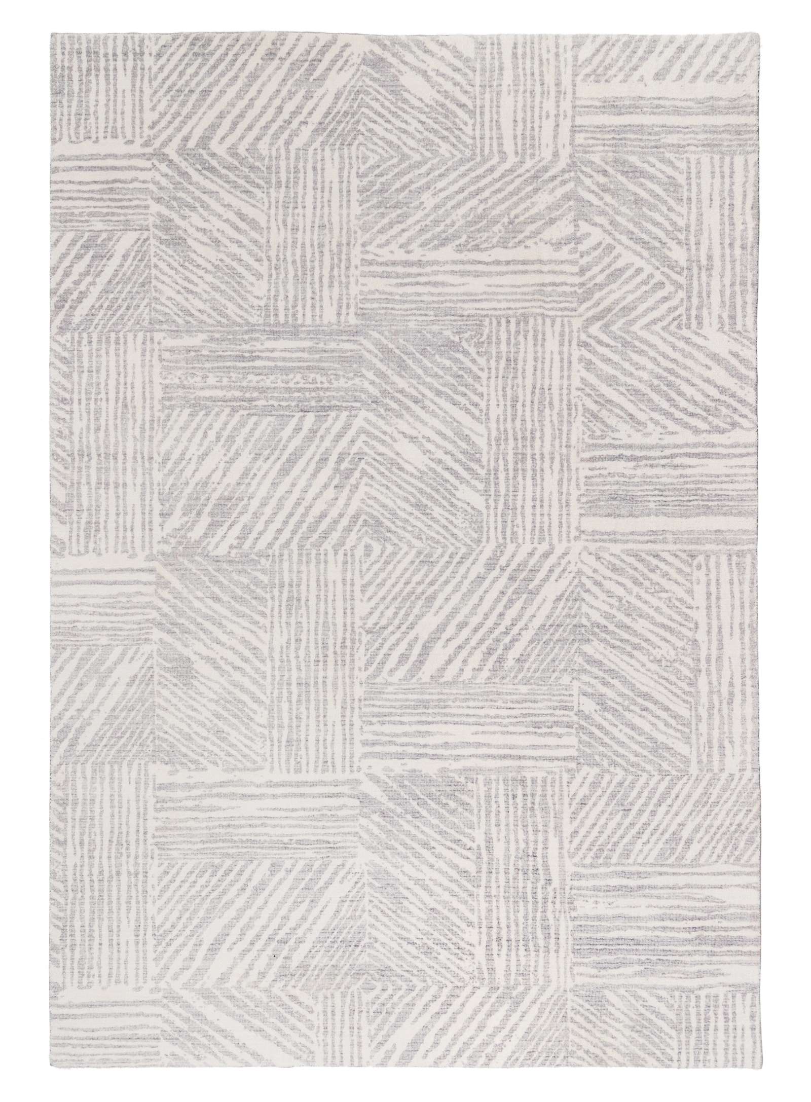 Loopsie Obu Grey and Cream Geometric Washable Rug | Simple Style Co