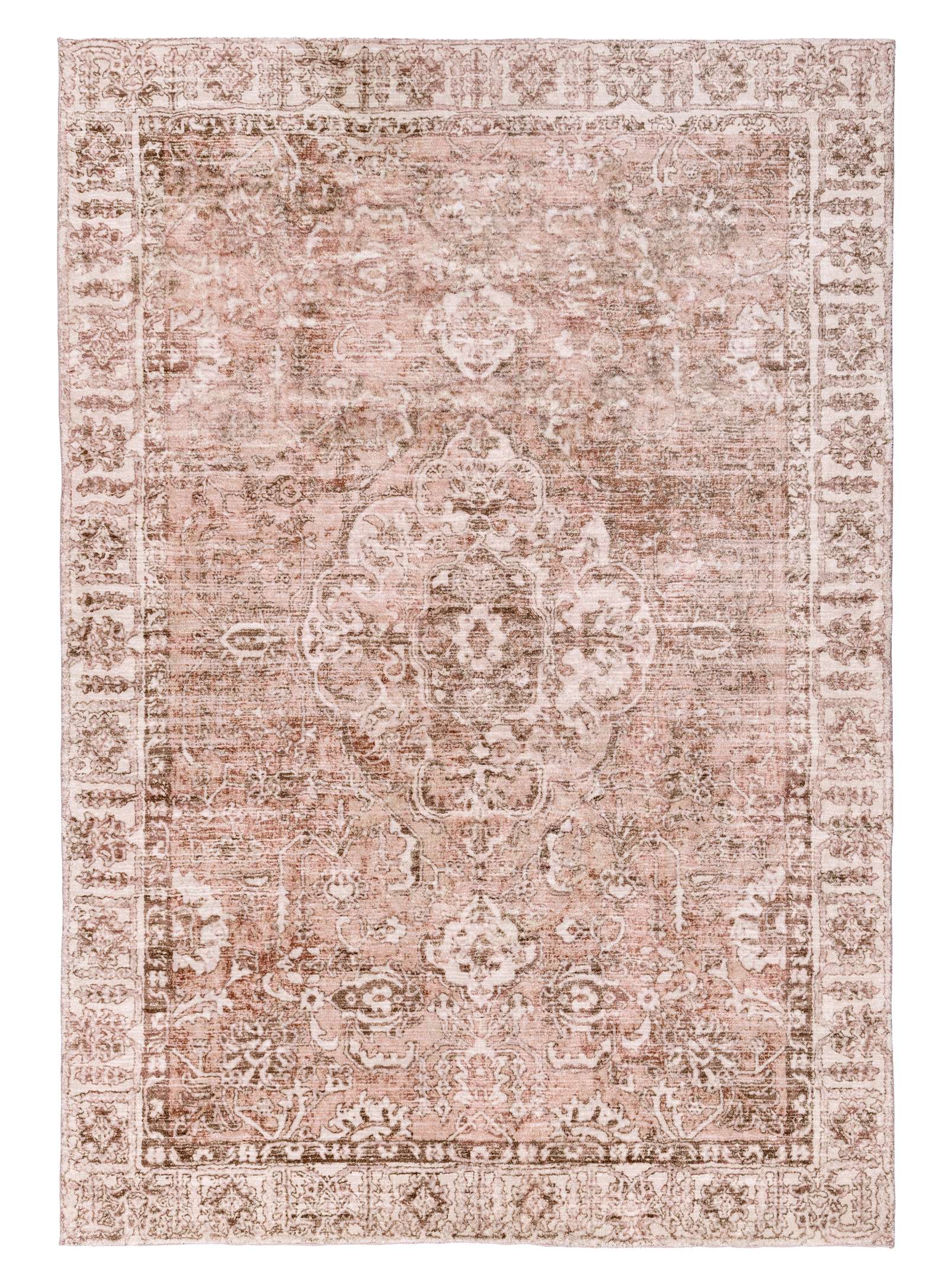 Rosa Pink Floral Medallion Washable Rug | Simple Style Co