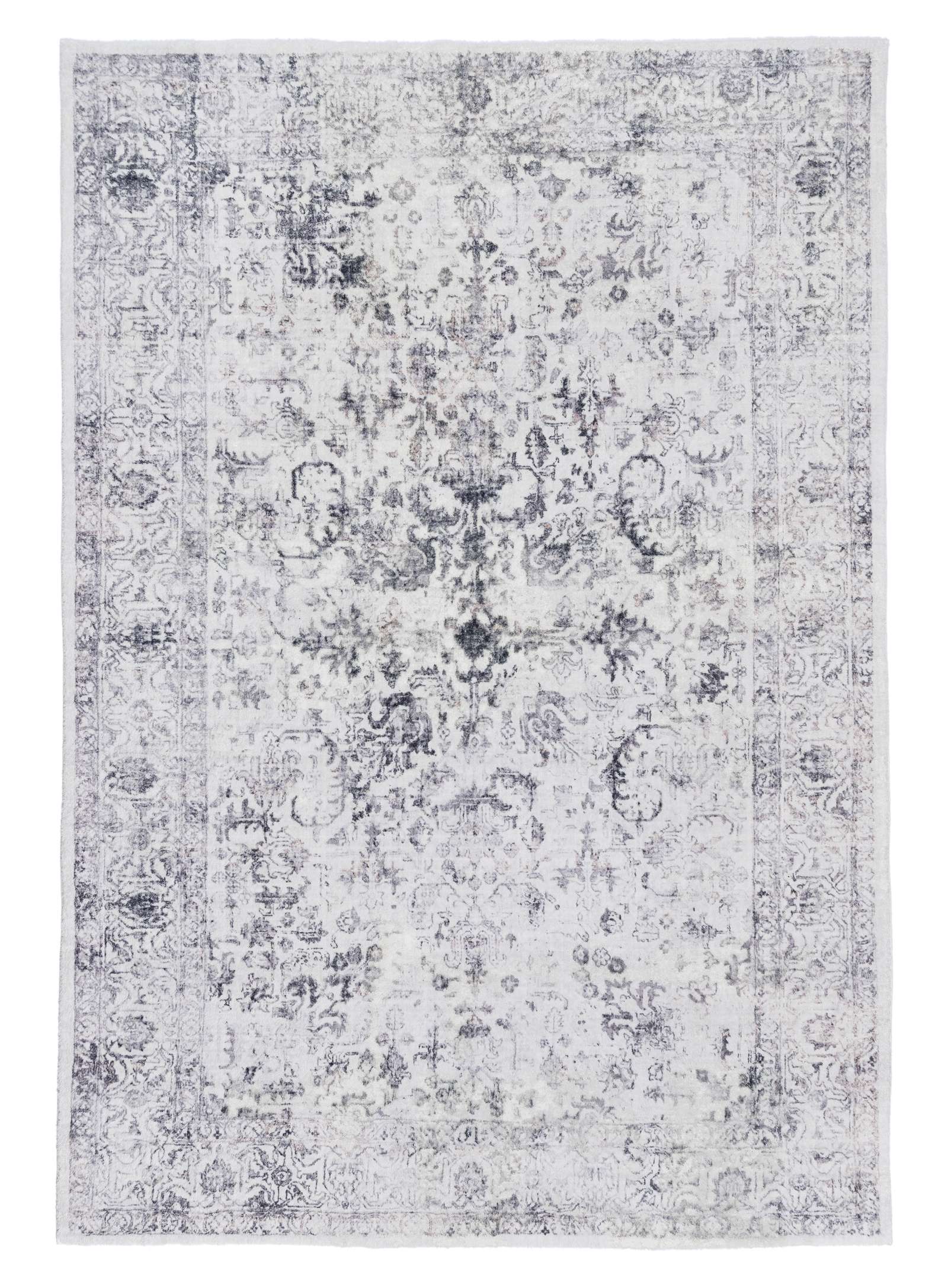 Sakalar Grey Floral Medallion Washable Rug | Simple Style Co
