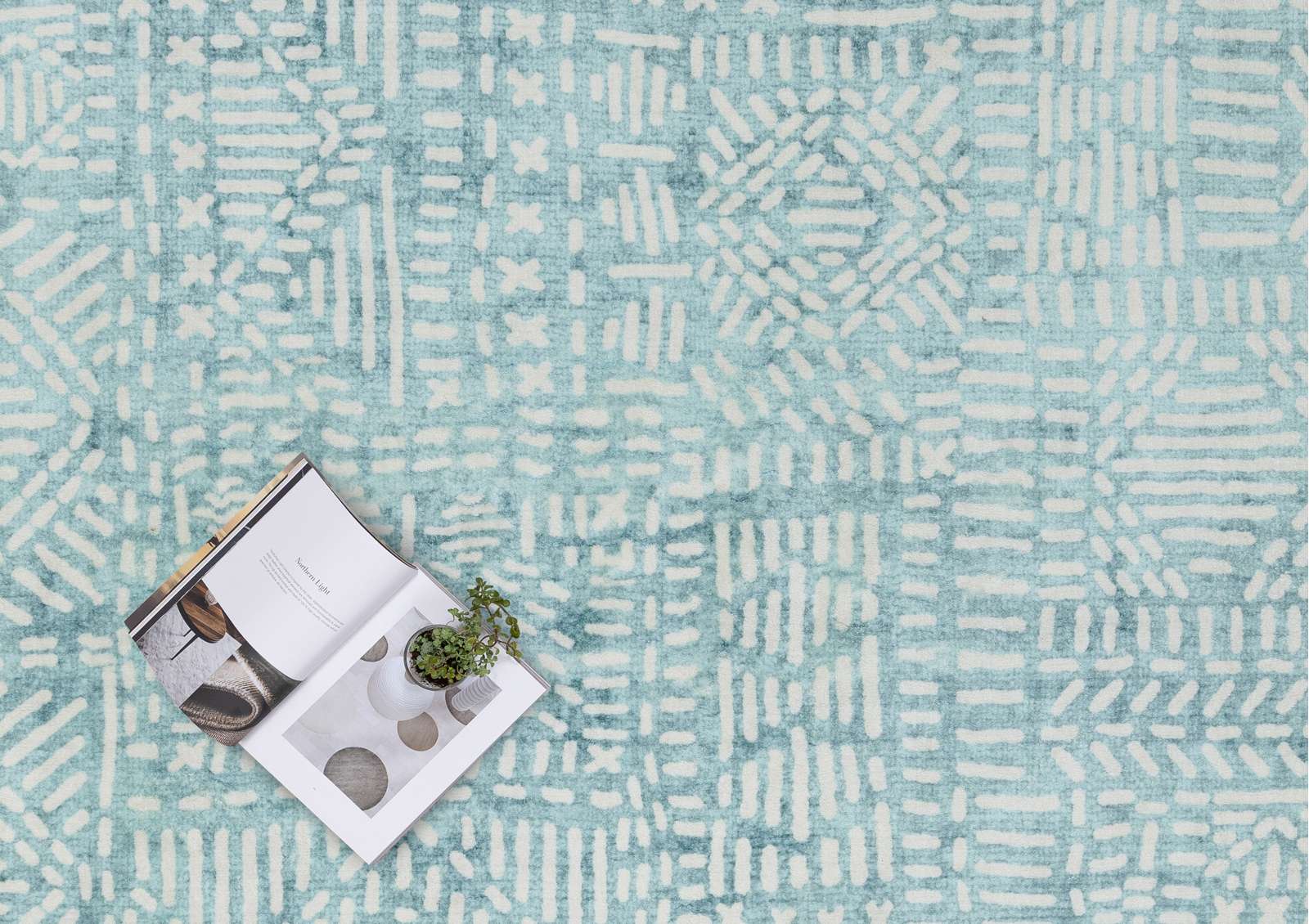 Loopsie Asni Blue and Ivory Tribal Washable Rug | Simple Style Co