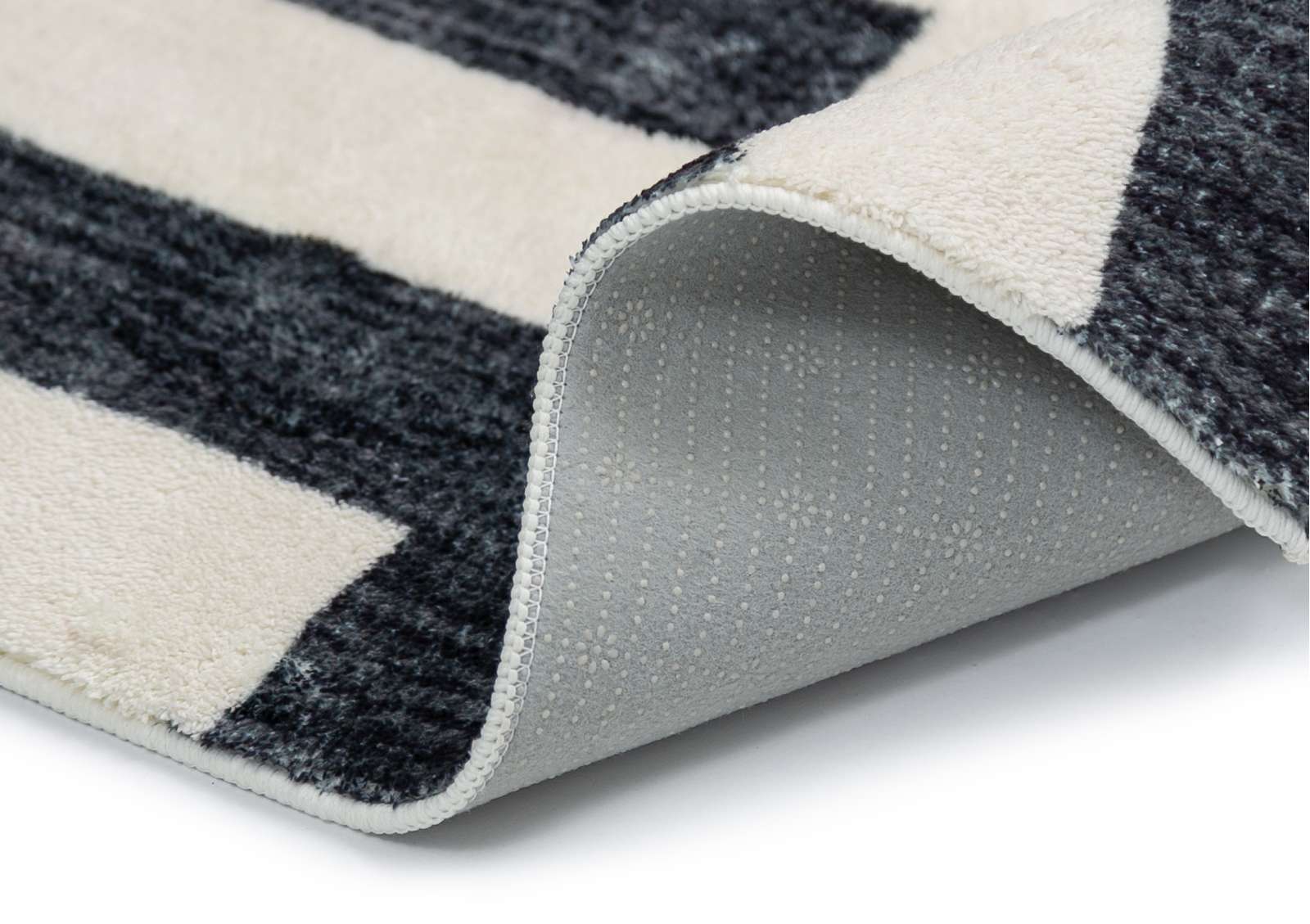 Loopsie Emmen Black and Cream Geometric Lines Washable Rug – Simple ...