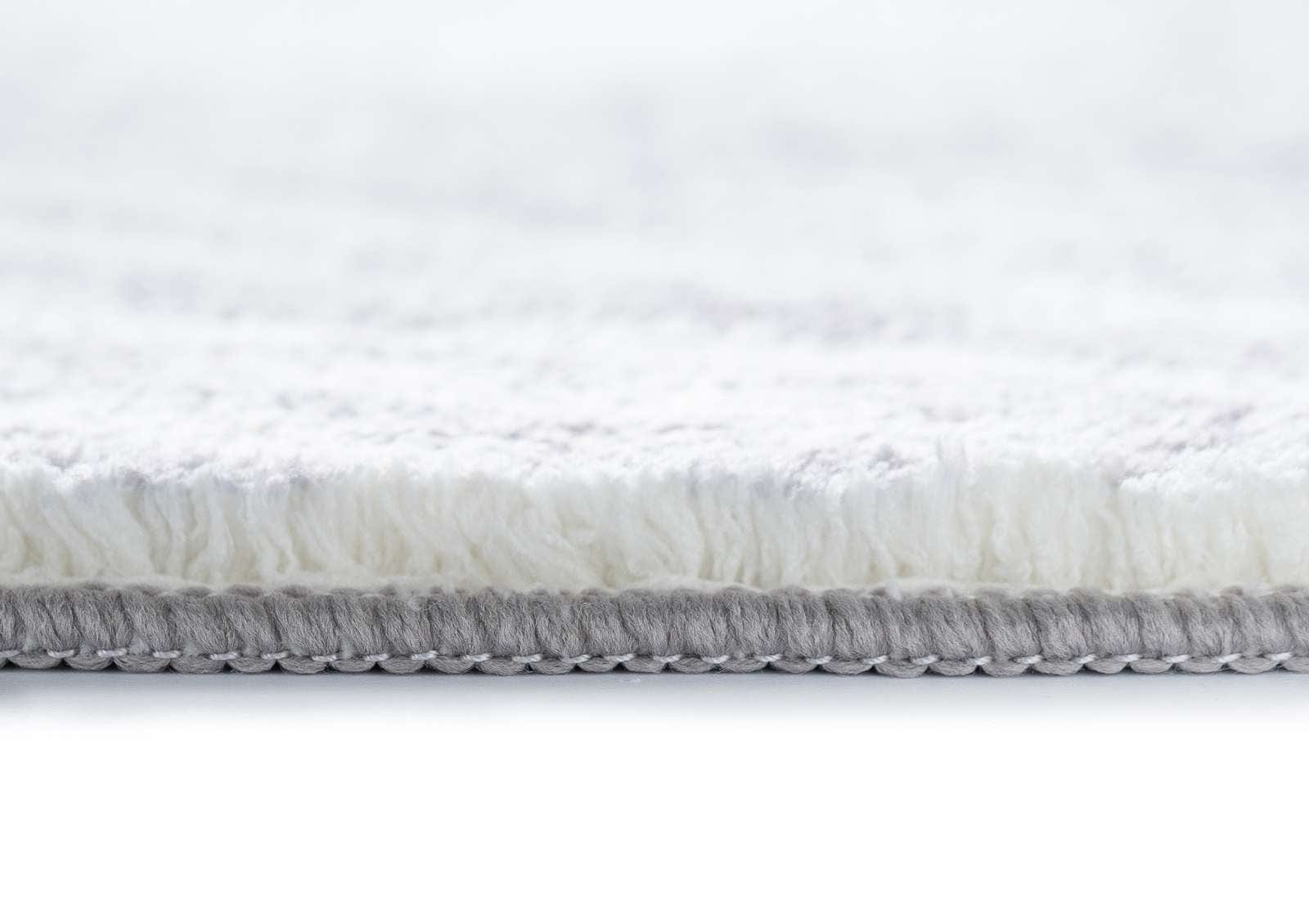 Loopsie Obu Grey and Cream Geometric Washable Rug | Simple Style Co