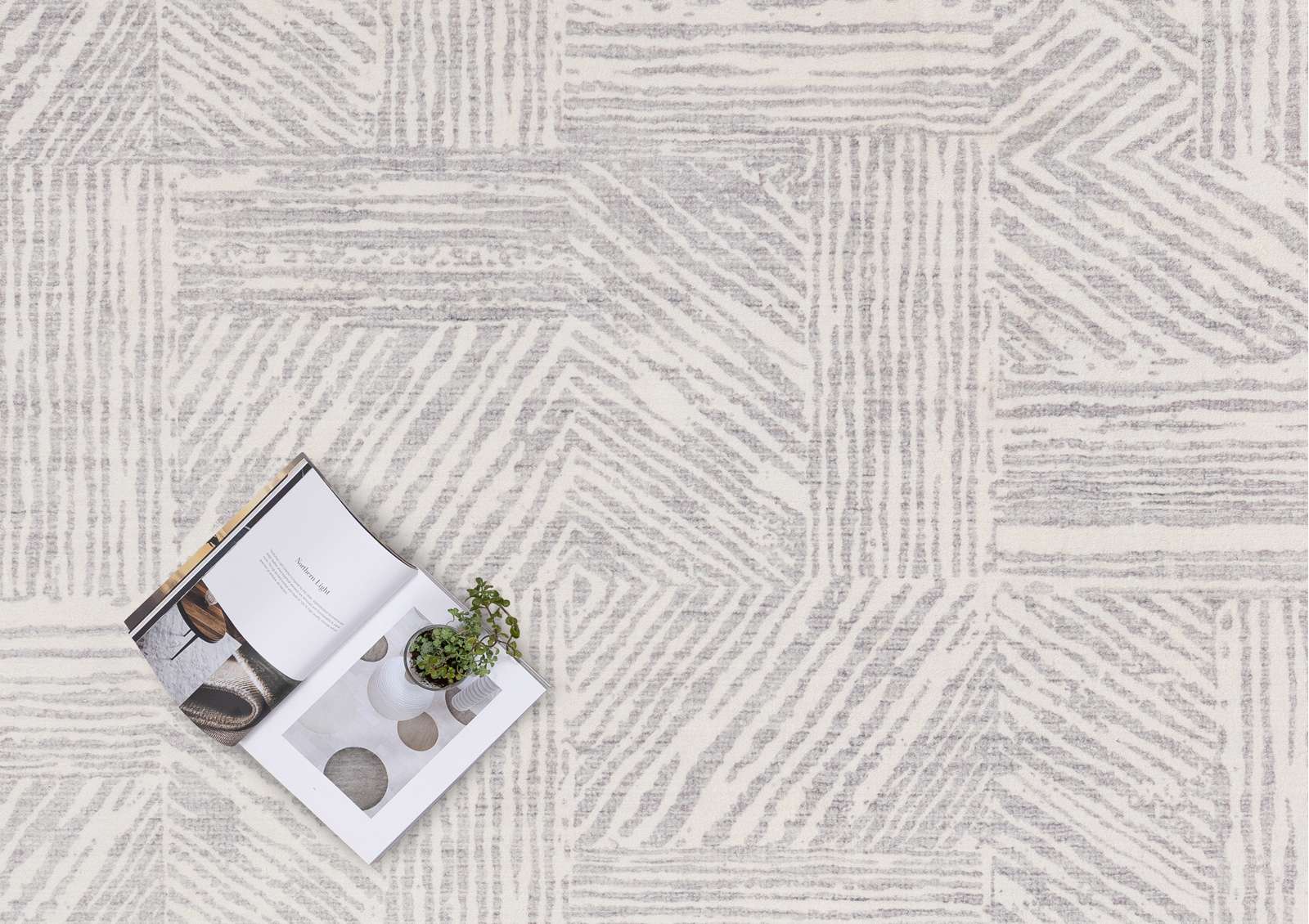 Loopsie Obu Grey and Cream Geometric Washable Rug | Simple Style Co