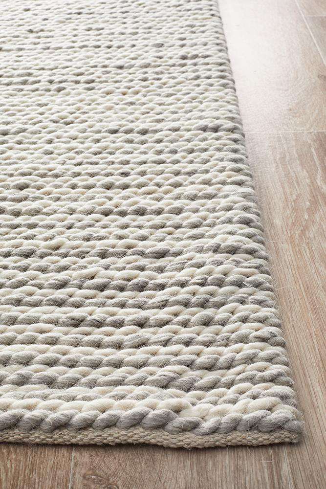 Carina Grey & Ivory Braided Wool Rug - Simple Style Co