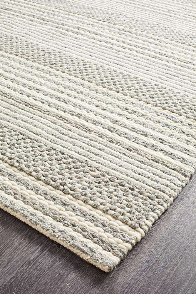 Celena Grey Stripe Braided Wool Rug - Simple Style Co