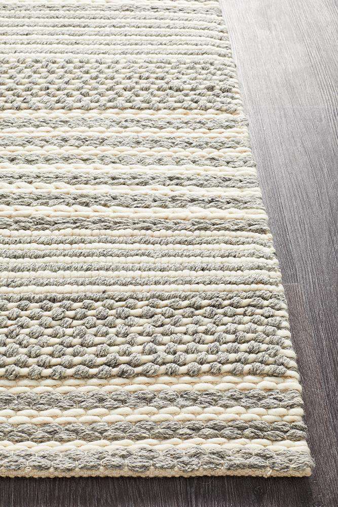 Celena Grey Stripe Braided Wool Rug - Simple Style Co