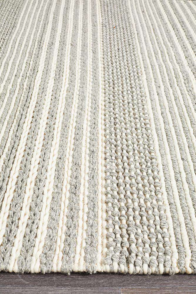 Celena Grey Stripe Braided Wool Rug - Simple Style Co