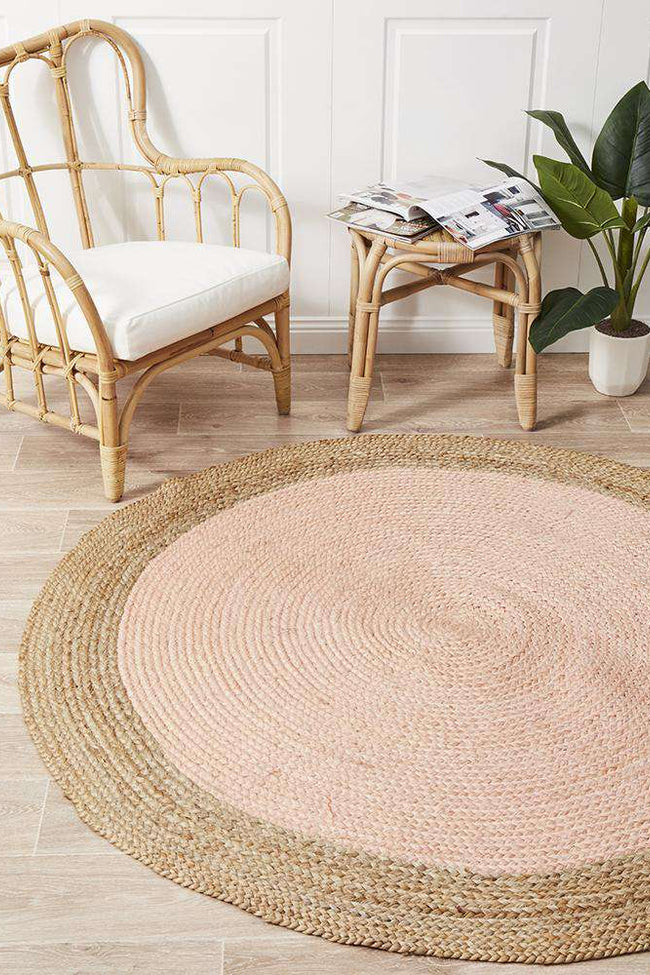 Florence Pink Round Jute Rug Sample – Simple Style Co